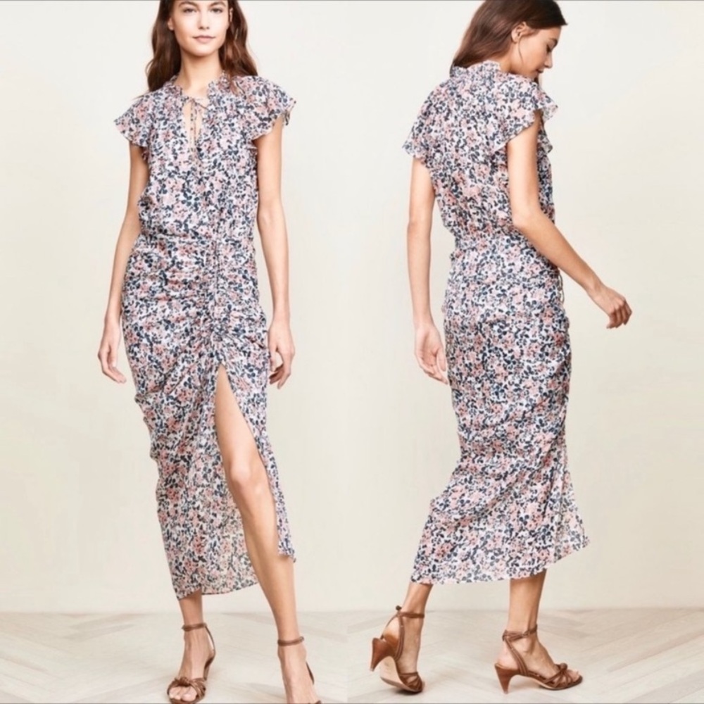 Veronica Beard Brynlee Floral-Print Slit 100% Silk Wr… - Gem